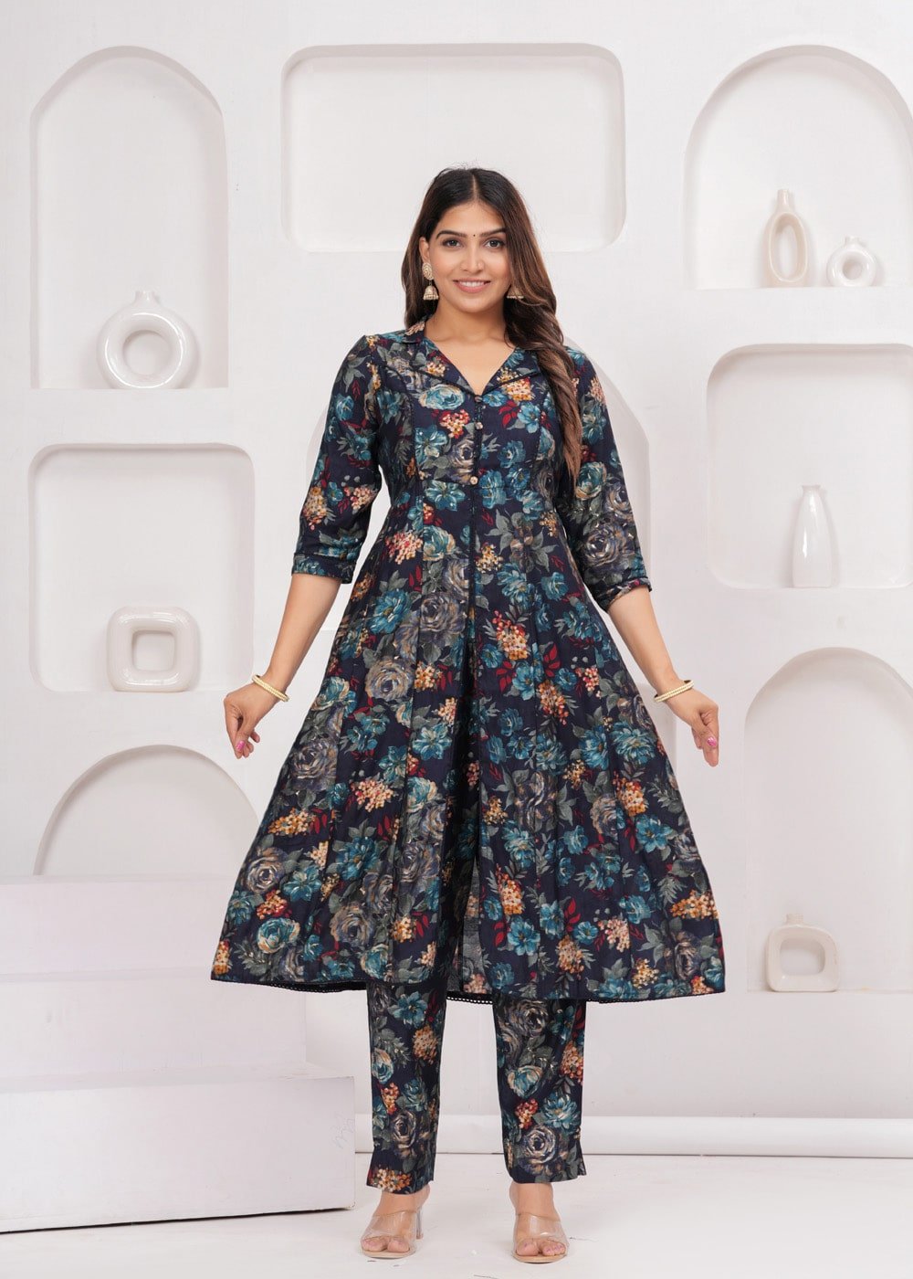 Dark Navy Blue 2 Piece Kurta Set in Muslin Fabric - Vasanam Fashion of ...