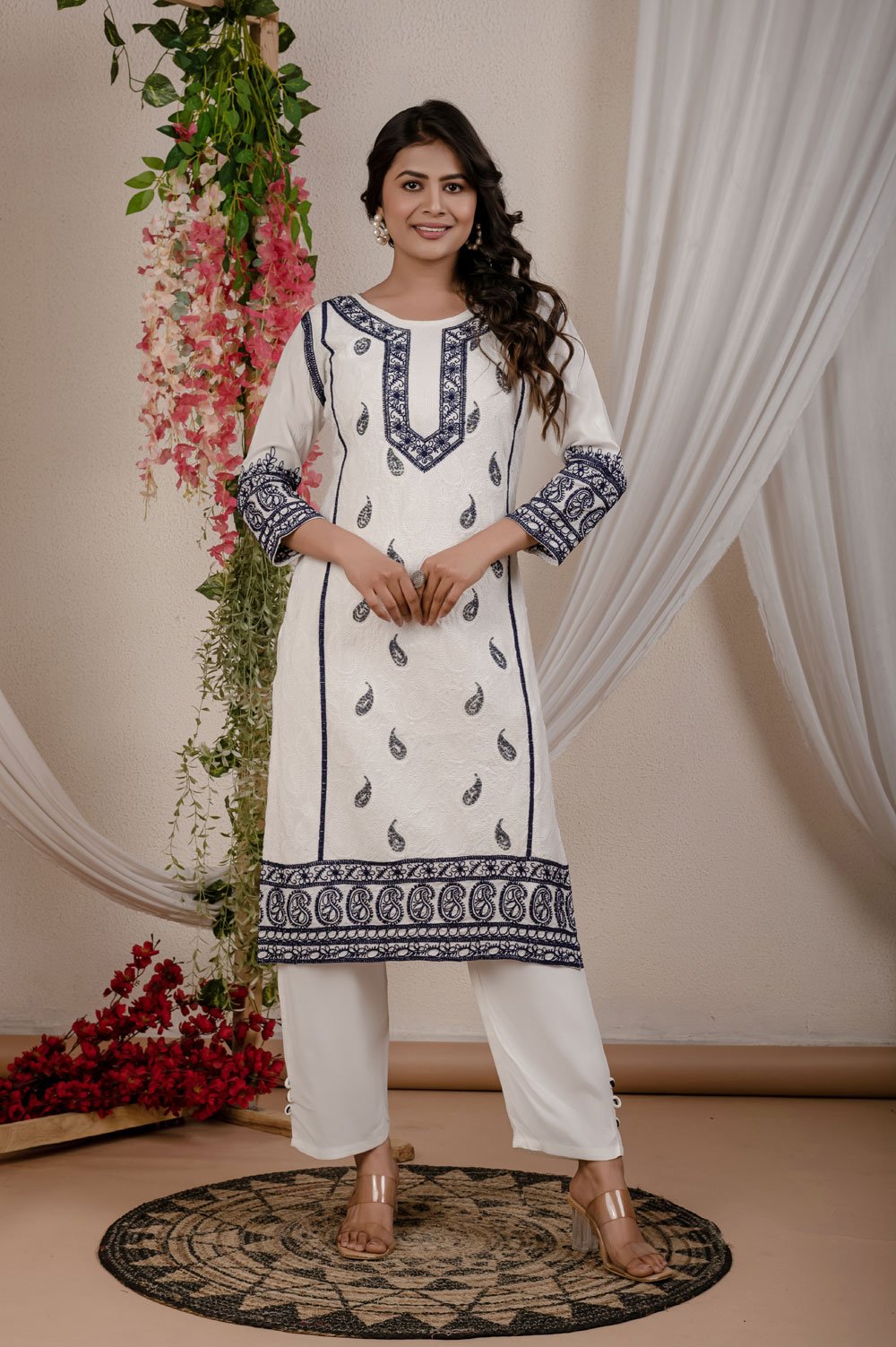 Pearl Mist Cotton Chikankari Embroidery Kurta Set. - Vasanam Fashion of ...